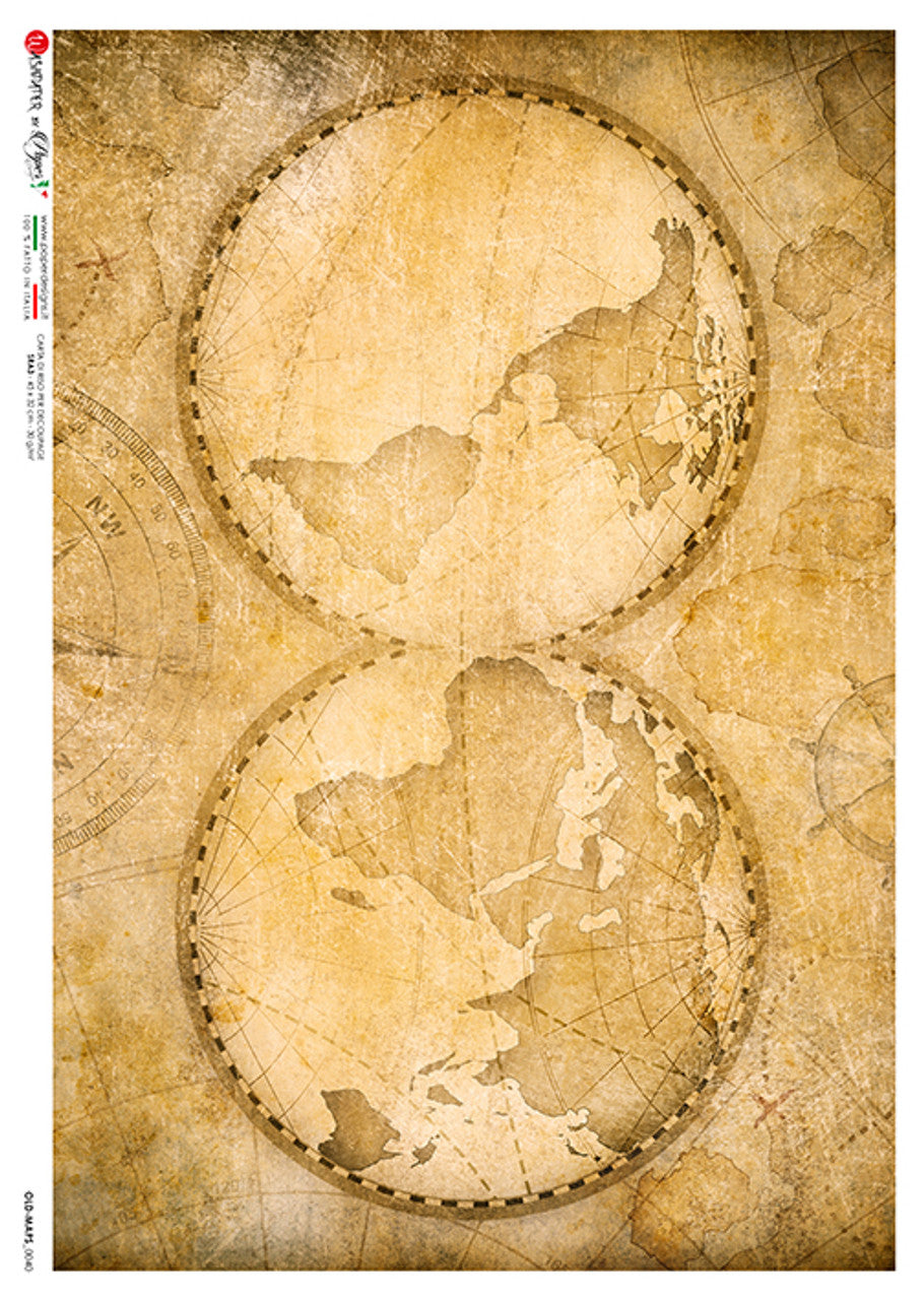 Paper Designs Maps 0040 old maps RICE PAPER A4 (8.3 X 11.7 INCHES ...