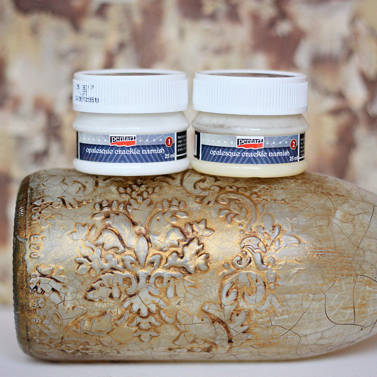 Pentart Opalesque Crackle Varnish 2 part System 25ml set – Walls and ...